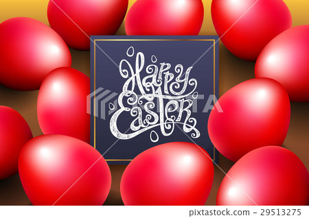 red Color eggs happy easter lettering vector - Stock Illustration ...