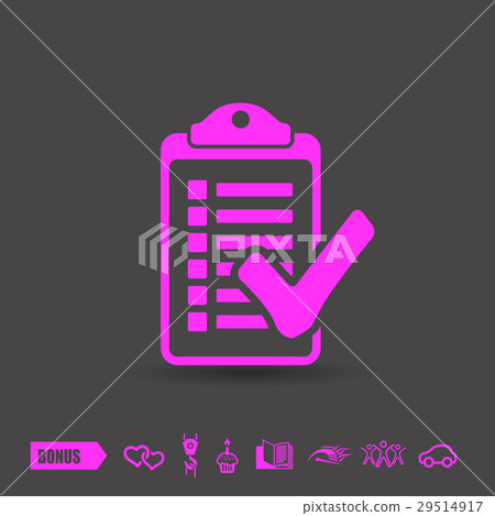 Pictograph of checklist . Magenta neon color - Stock Illustration ...