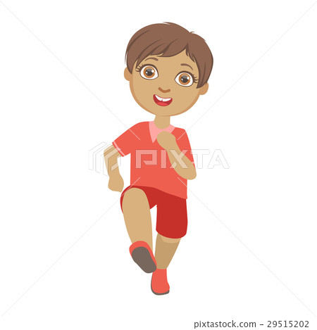 Little boy running, boy in motion, front view, a - Stock Illustration ...