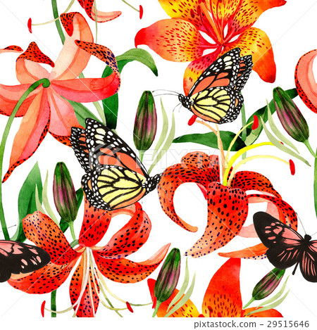 Wildflower leopard lily flower pattern in a - Stock Illustration ...