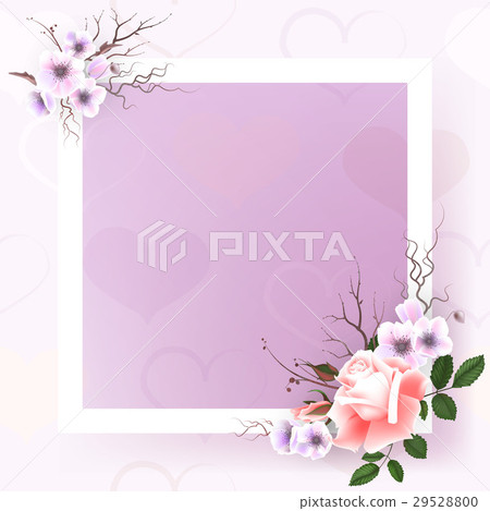 Beautiful square frame with pink roses - Stock Illustration [29528800 ...
