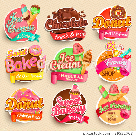 Set of sweet food labels. - Stock Illustration [29531768] - PIXTA
