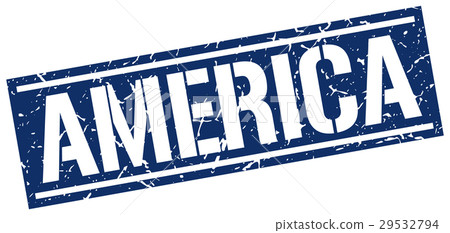 America blue square stamp - Stock Illustration [29532794] - PIXTA