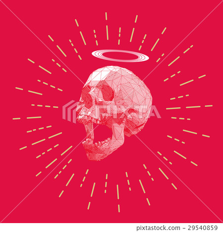 Low poly stripe skull with starburst drawing - Stock Illustration ...