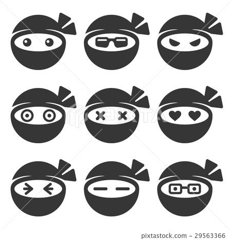 Ninja Face Icons Set - Stock Illustration [29563366] - PIXTA
