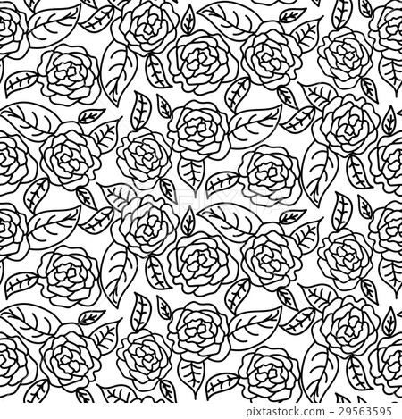Line rose wedding seamless vector pattern. - Stock Illustration ...