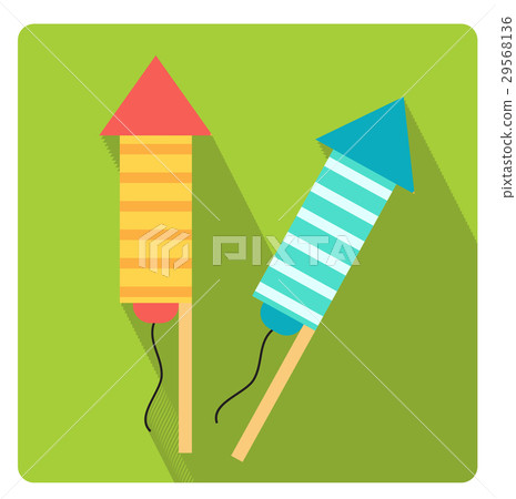 Rockets for fireworks icon flat style with long - Stock Illustration ...
