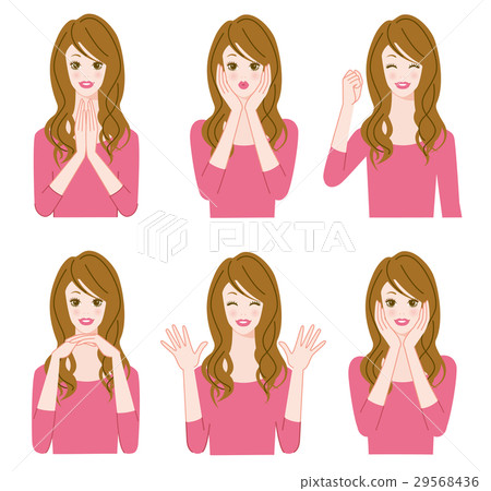Cute female facial expression - Stock Illustration [29568436] - PIXTA