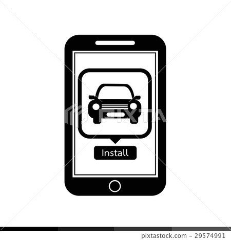 smart phone mobile car application icon - Stock Illustration [29574991 ...