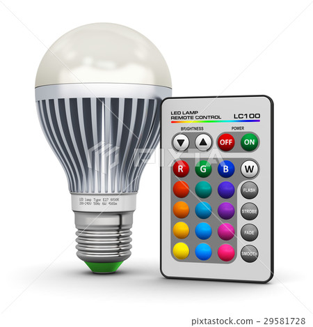Multicolor LED lamp with wireless remote control - Stock Illustration ...