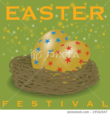 Star pattern on golden egg in net Easter festival - Stock Illustration ...