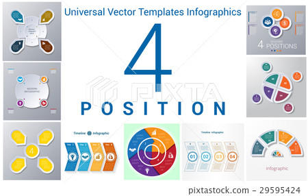 Universal templates set infographics 4 positions - Stock Illustration ...