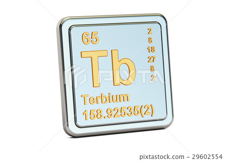 Terbium Tb, chemical element sign. 3D rendering - Stock Illustration ...