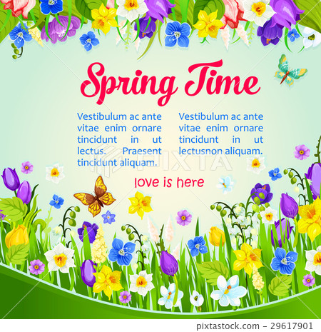Spring time holiday wish or greeting vector poster - Stock Illustration ...