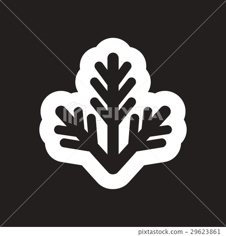 Flat icon in black and white fur-tree branch - Stock Illustration ...