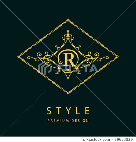Monogram template. Calligraphic line logo design - Stock Illustration ...
