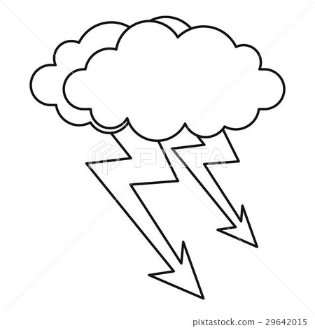 Cloud lightning icon, outline style - Stock Illustration [29642015] - PIXTA