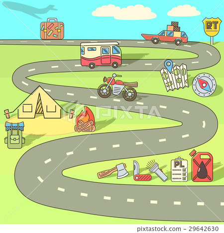 Trip adventure concept, cartoon style - Stock Illustration [29642630 ...