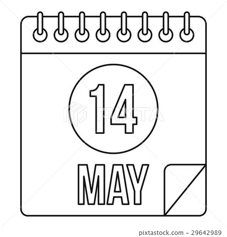Calendar with the date 14th May icon outline style - Stock Illustration ...