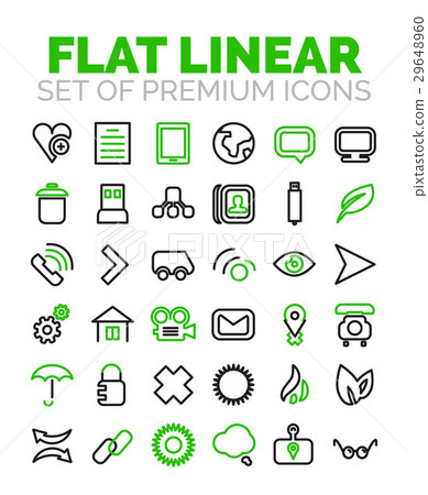Set of vector flat linear premium icons - Stock Illustration [29648960 ...