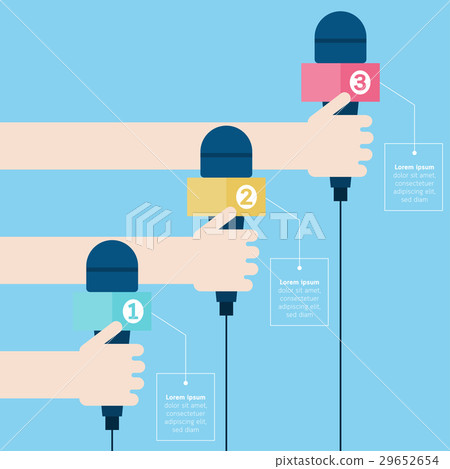 Set of microphones in hand template. - Stock Illustration [29652654 ...