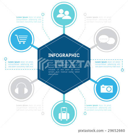 Vector infographic circle template with icons. - Stock Illustration ...