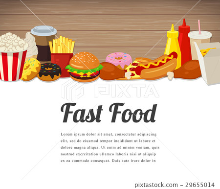 Fast food card design. Food background with - Stock Illustration ...