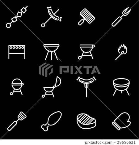 Vector line barbecue icon set - Stock Illustration [29656621] - PIXTA
