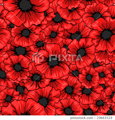 Red poppy flower seamless pattern. For fabric - Stock Illustration ...