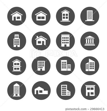 home house building residence icon set - Stock Illustration [29666413 ...