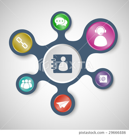 Contact us infographic templates with connected - Stock Illustration ...