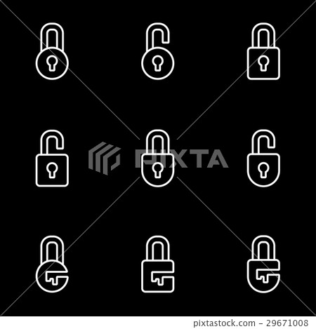 Vector line locks icon set - Stock Illustration [29671008] - PIXTA