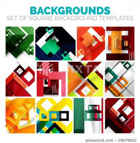 Set of colorful square abstract backgrounds - Stock Illustration ...