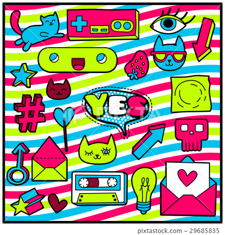 Chic Fashion Summer Patch Badges - Stock Illustration [29685835] - PIXTA