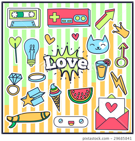 Cute Chic Fashion Summer Patch Badges - Stock Illustration [29685841 ...