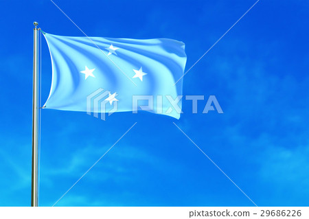 Flag of Micronesia on the blue sky background. - Stock Illustration ...