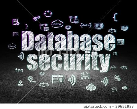 Software concept: Database Security in grunge dark - Stock Illustration ...