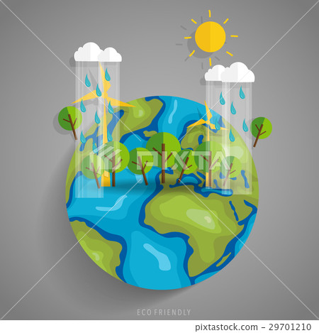 ECO FRIENDLY. Ecology concept with Green Eco... - Stock Illustration ...