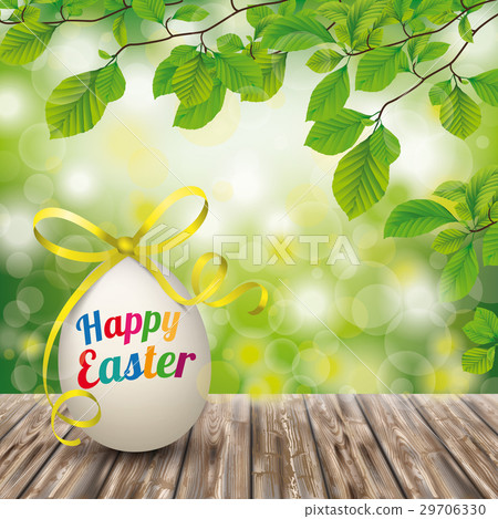 Wooden Ground Easter Egg Green Nature - Stock Illustration [29706330 ...