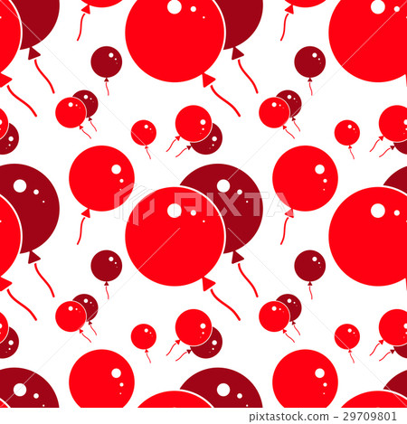Red Party Balloon Pattern on White Background - Stock Illustration ...