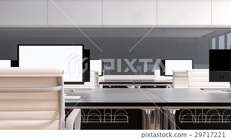 Working table and computer , 3D rendering - Stock Illustration ...