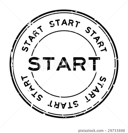 Grunge black start round rubber seal stamp - Stock Illustration ...