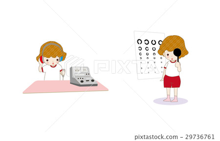 Hearing test vision test girls - Stock Illustration [29736761] - PIXTA