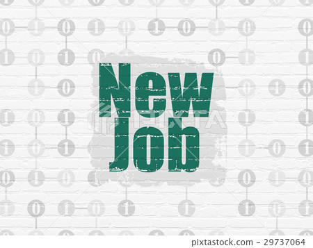 Finance concept: New Job on wall background - Stock Illustration ...