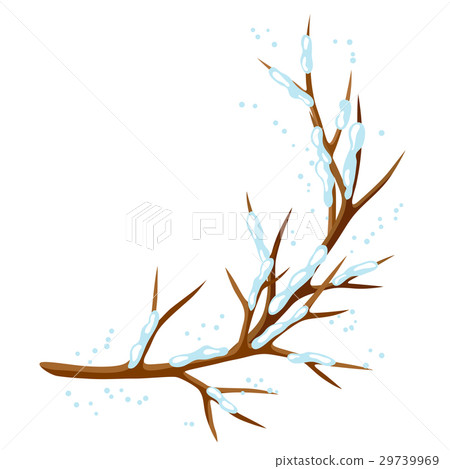 Winter branch of tree and snow. Seasonal - Stock Illustration [29739969 ...