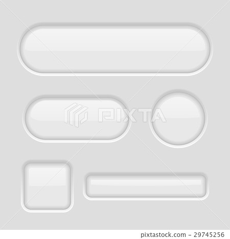 White push buttons set. Collection of blank matted - Stock Illustration ...