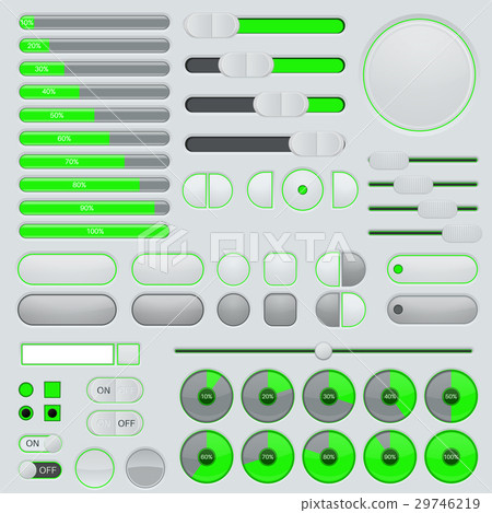 Set of user interface buttons and elements - - Stock Illustration ...