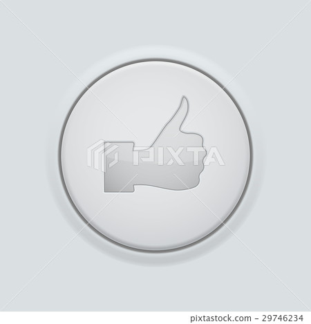 Thumbs up icon. White round plastic button - Stock Illustration ...