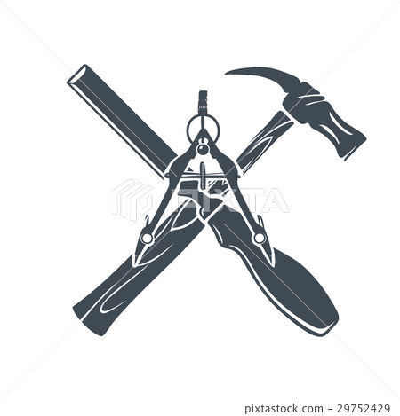 Crossed Hand tools for Carpenrty or Construction - Stock Illustration ...