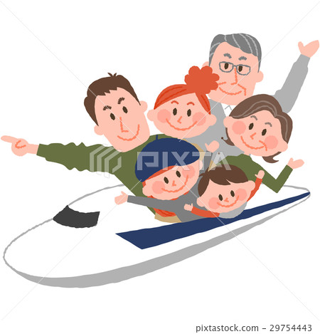 Family trip with bullet train - Stock Illustration [29754443] - PIXTA